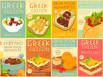 Greek food labels Royalty Free Vector Image - VectorStock