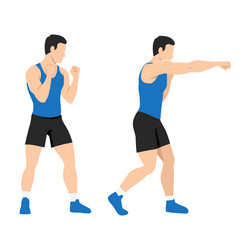 Man doing right hand cross exercise training Vector Image