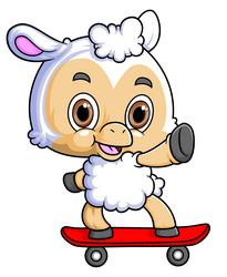 Cartoon little sheep playing baseball Royalty Free Vector