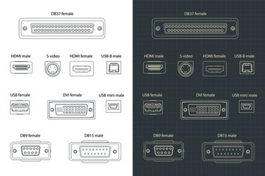 Interface plug and sockets isometric drawing Vector Image
