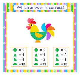Math activity for kids find the correct answer Vector Image
