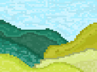 Night hilly landscape in pixel art style retro Vector Image