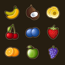 Set fruit icons Royalty Free Vector Image - VectorStock