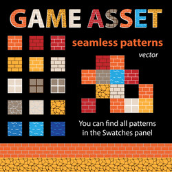 Game asset seamless patterns and sprites Vector Image