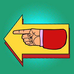 Red hand pointer comic bubble Royalty Free Vector Image