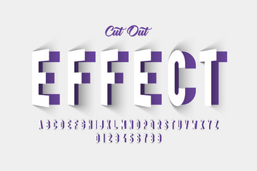 Paper cut out effect font design alphabet letters Vector Image