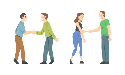People character shaking hand as brief greeting Vector Image