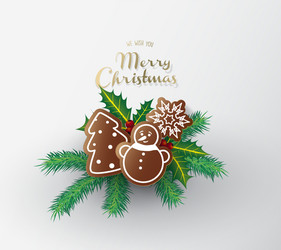 Gingerbread sweets with merry christmas wishes Vector Image