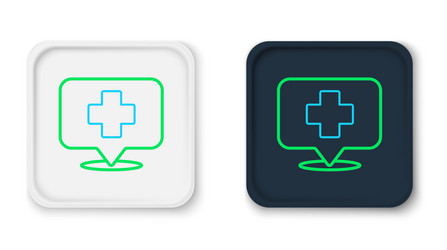 Line medical map pointer with cross hospital icon Vector Image