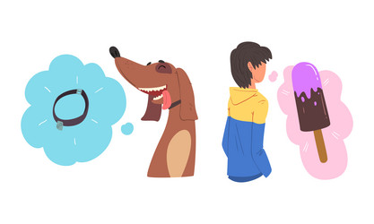 Man and animal thought need in cloud Royalty Free Vector