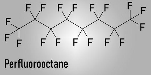 Perfluorooctane molecule skeletal formula Vector Image