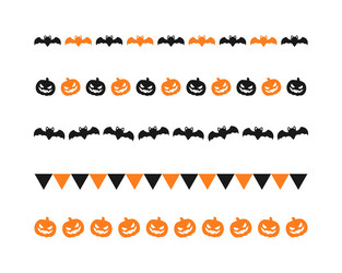 Separator border line set of cute jack o lanterns Vector Image