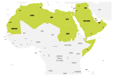 Arab world states political map with higlighted 22