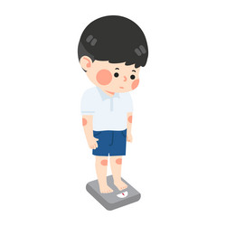 Fat boy weighing scale weight Royalty Free Vector Image