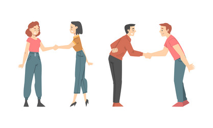 People character shaking hand as brief greeting Vector Image