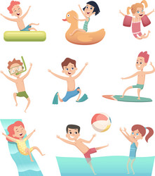 Kids swimming happy children water sport in pool Vector Image