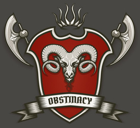 Heraldic design with coat of arms horses and crown