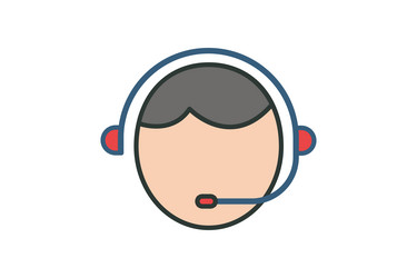 Live support icon people with headphone Royalty Free Vector