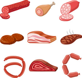 Cutlet icon grilled round cartoon meat Royalty Free Vector
