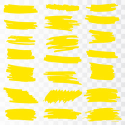 Yellow highlighter marker strokes Royalty Free Vector Image