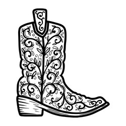 Cowboy boot with floral pattern design element Vector Image