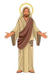 Side view of jesus christ holding cross Royalty Free Vector