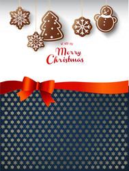 Hanging gingerbread sweets with merry christmas Vector Image