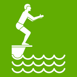 Man standing on springboard icon simple style Vector Image