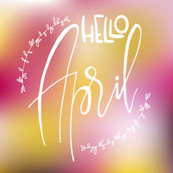 Hello april lettering with rabbits Royalty Free Vector Image