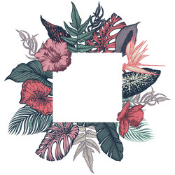 Tropical summer round frame design Royalty Free Vector Image