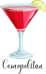 Red cosmopolitan cocktail Royalty Free Vector Image