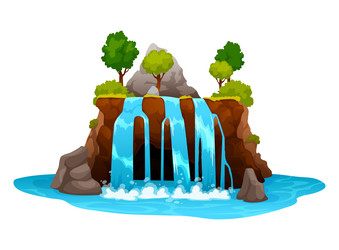 Cartoon waterfalls and water cascades set Vector Image