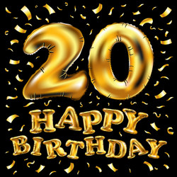 20 happy birthday message made golden Royalty Free Vector