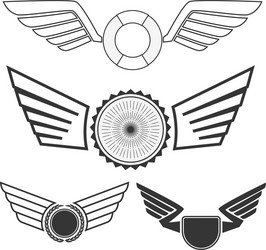 Heraldic wings shields and ribbons Royalty Free Vector Image