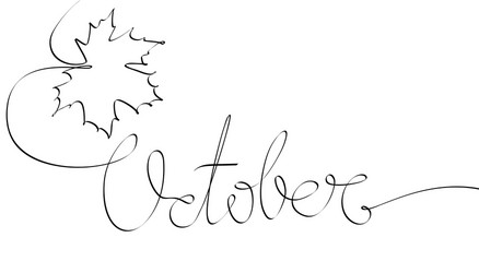 October Word Clipart Black And White