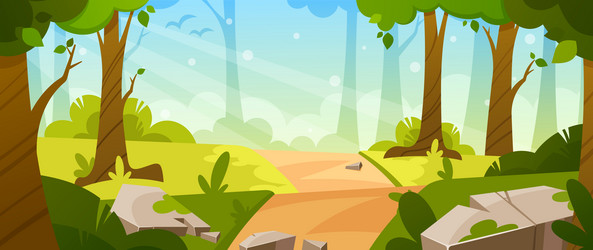 Cartoon forest background nature landscape Vector Image