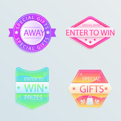 Enter win stickers Royalty Free Vector Image - VectorStock