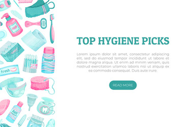 Essential personal hygiene items banner design Vector Image
