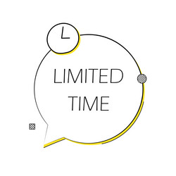Limited time label with clock Royalty Free Vector Image