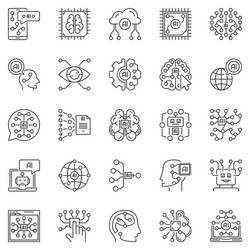 Ai algorithm icons artificial intelligence Vector Image