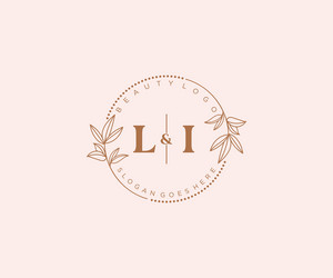 Initial li letters beautiful floral feminine Vector Image