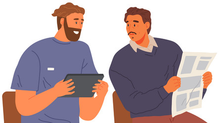 Silhouette of two men talking Royalty Free Vector Image