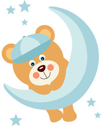 Cute baby boy teddy bear in shopping bag Vector Image
