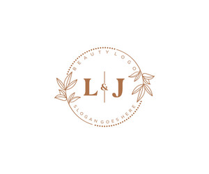 Initial lj letters beautiful floral feminine Vector Image