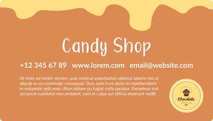 Candy shop business card with information Vector Image