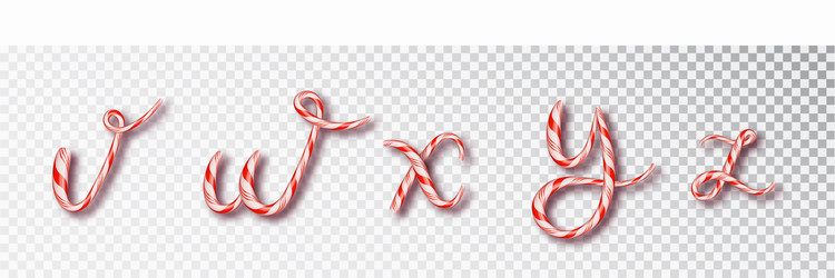Christmas candy cane lettering font set Royalty Free Vector