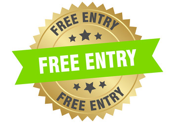 Free entry round isolated gold badge Royalty Free Vector