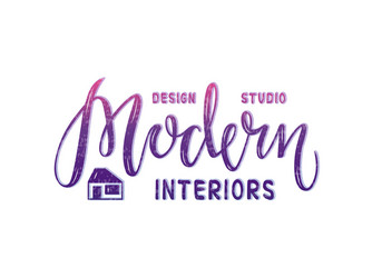 Modern interiors design studio lettering 1 Vector Image