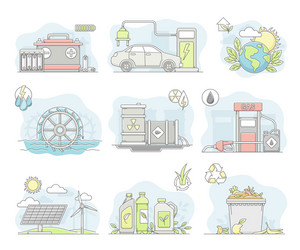 Energy sources with fossil fuel nuclear Royalty Free Vector