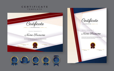 Blue and gold certificate of achievement template Vector Image